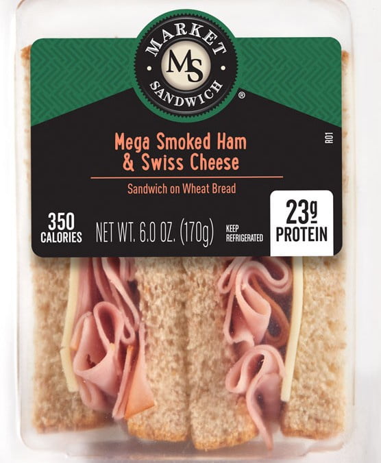 Market Sandwich Mega Meat Ham and Swiss Wedge Sandwich, 6 oz (Fresh ...