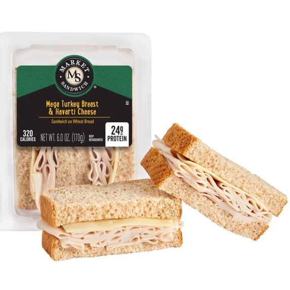 Market Sandwich Mega Meat Turkey Havarti Wedge Sanwich, 6 oz (Fresh ...