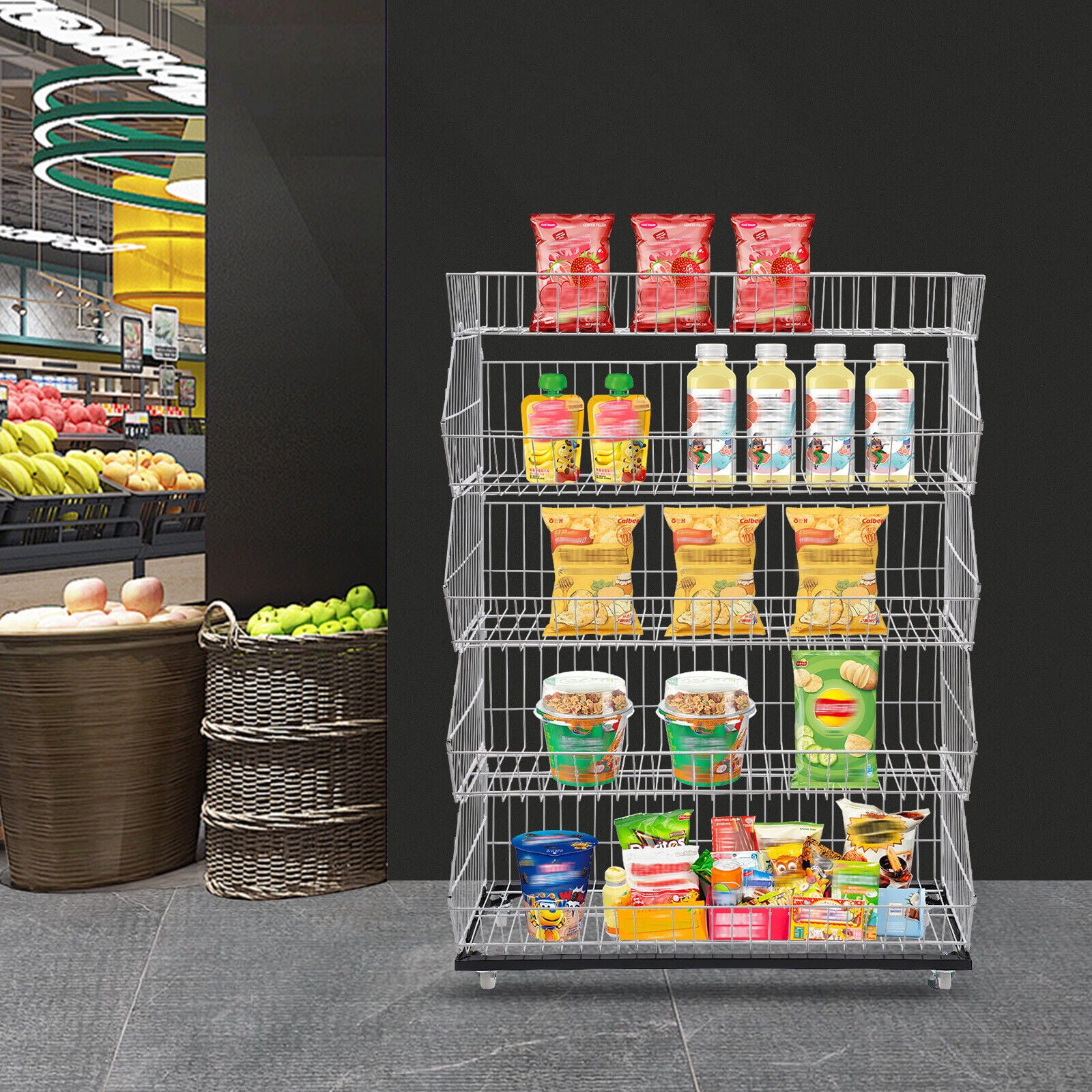 Market Shelf, Fruit Vegetable Snack Basket White Five-tier Design ...