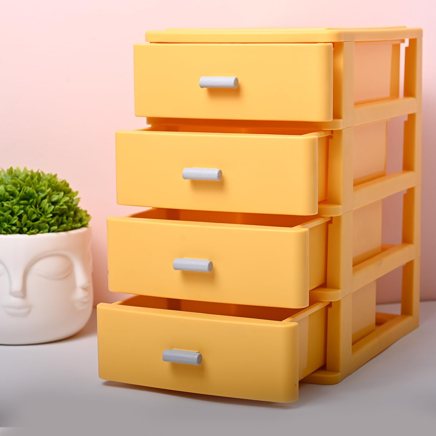 Market99 Yellow Color Plastic 4Layer Drawer Drawer With Rectangular ...