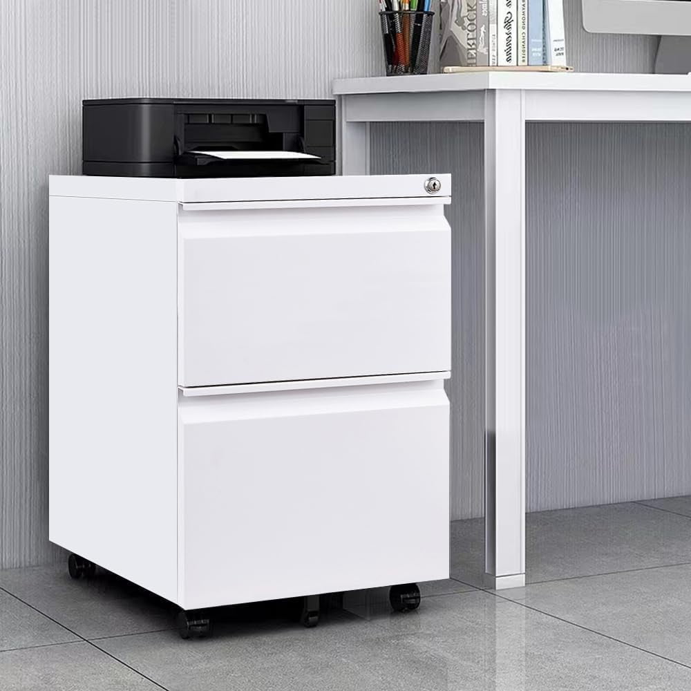 MarketLane 2-Drawer Mobile File Cabinet with Lock, Commercial Vertical ...