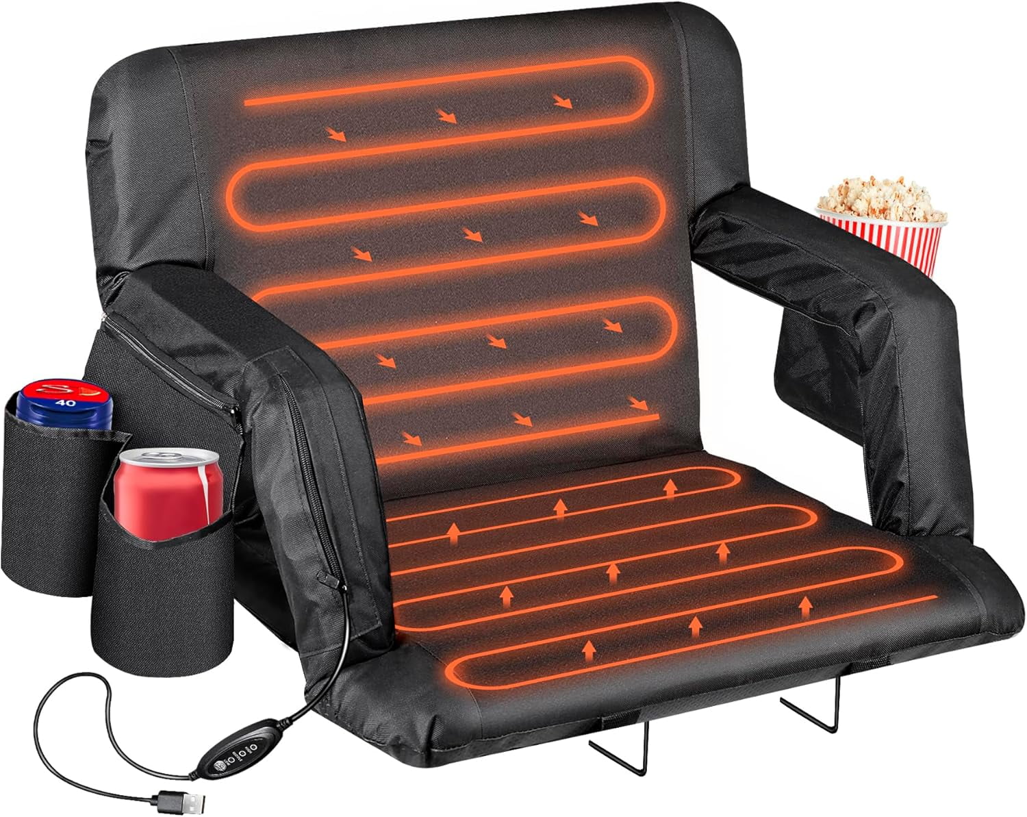 MarketLane 20.5"/25" Wide Stadium Seat for Bleachers w/Back Support Padded Cushion Portable ...