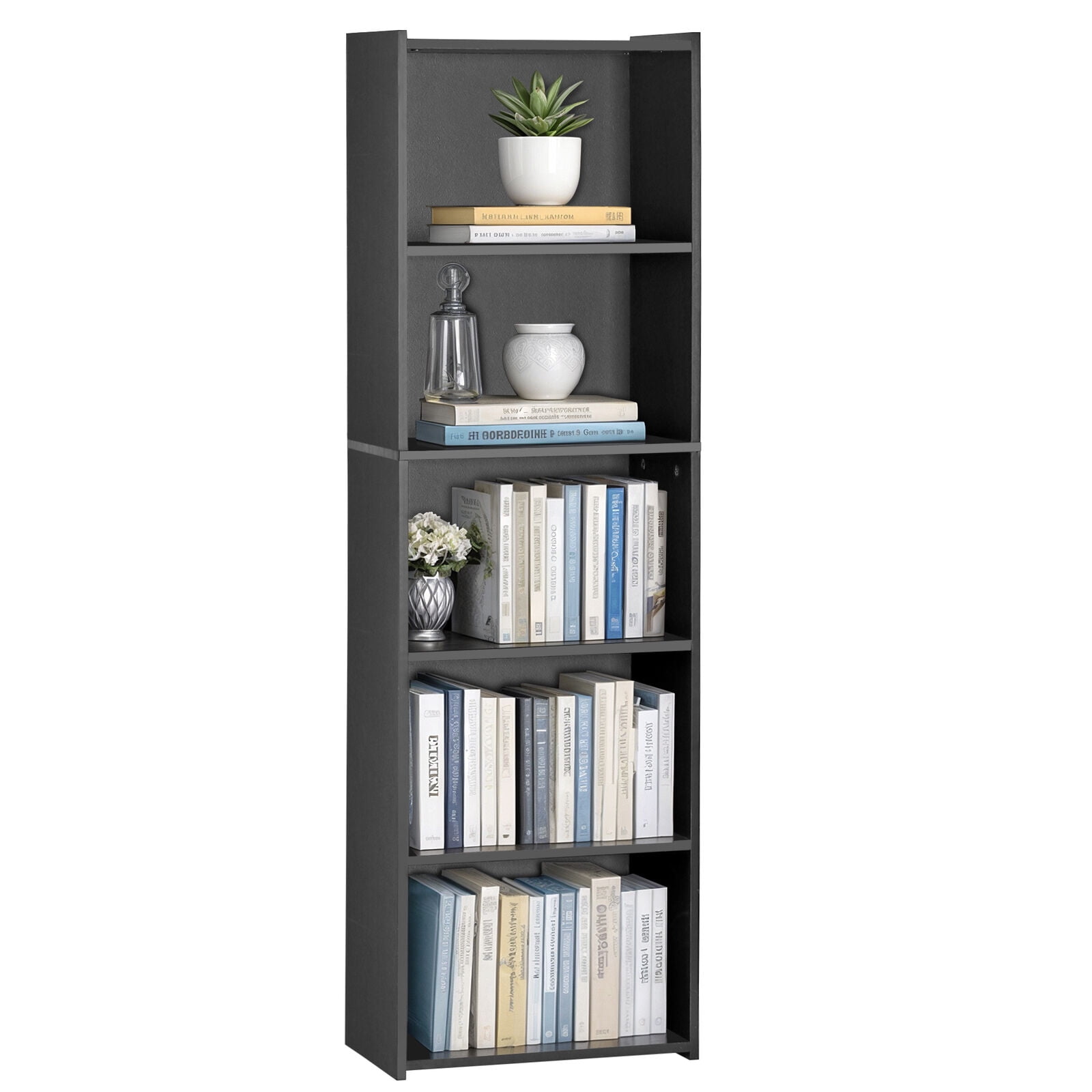 MarketLane 5-Tier Bookcase, Freestanding Wood Open Bookshelf Storage ...