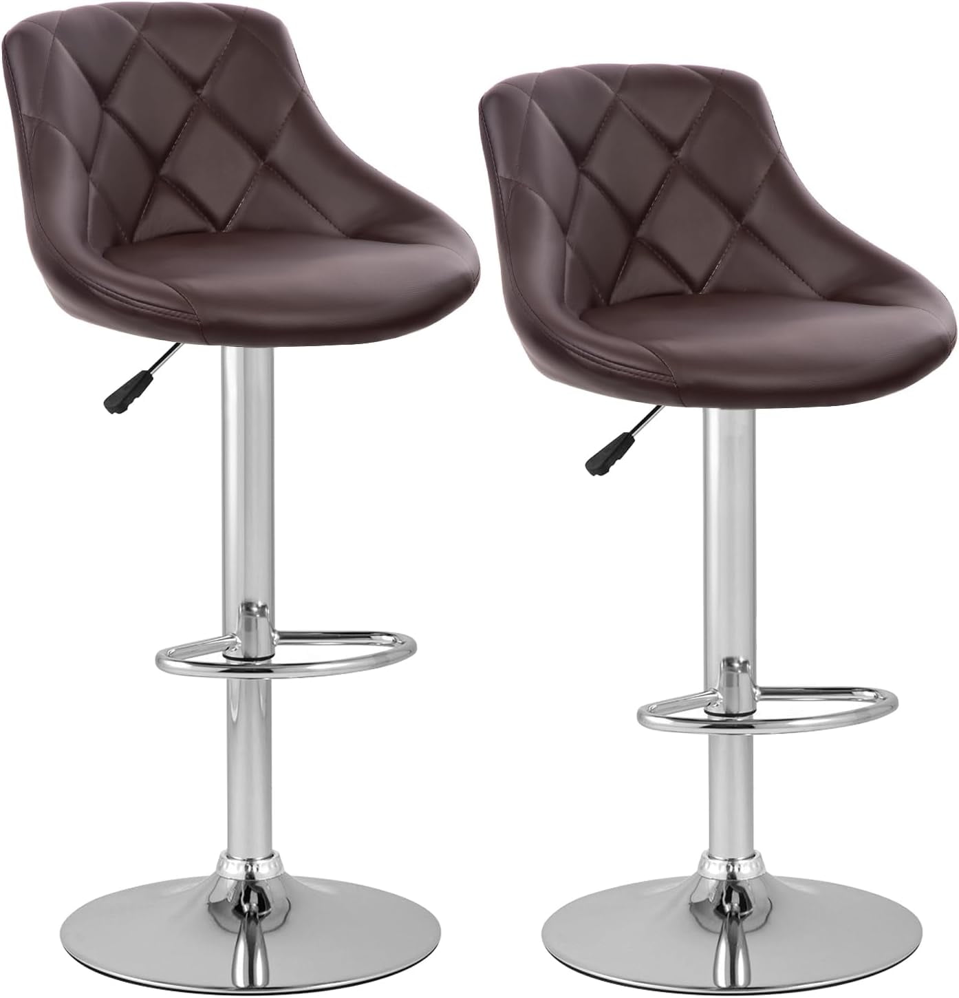 MarketLane Bar Stools Set of 2,Modern PU Leather,Armless with Backrest ...