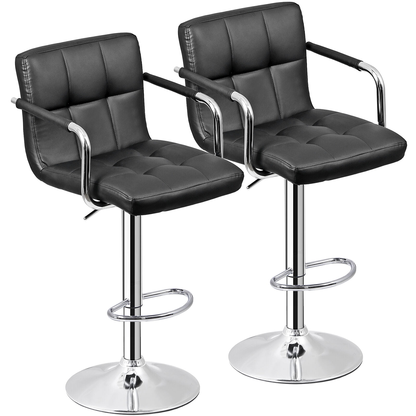 MarketLane Bar Stools Set of 2, PU Leather Adjustable Swivel Barstools ...