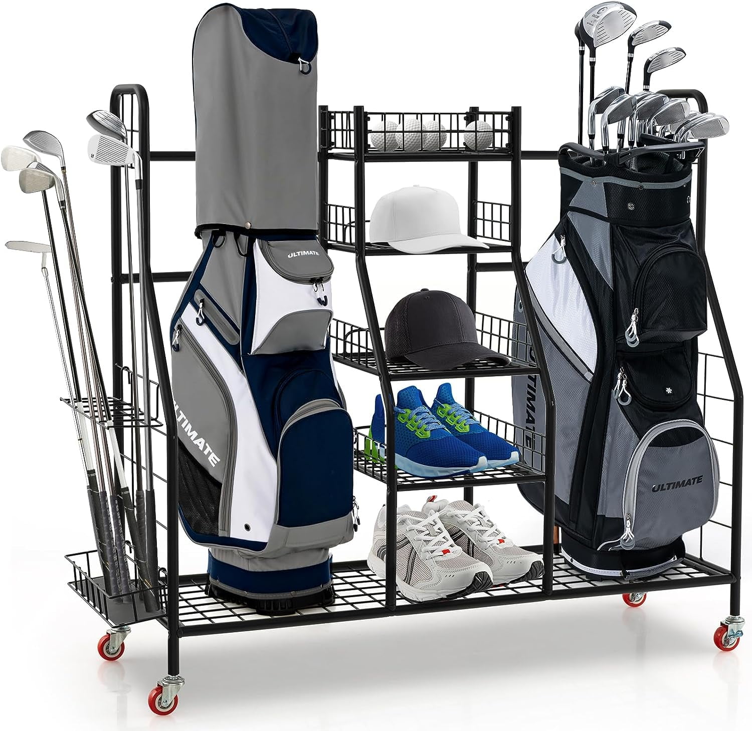 MarketLane Golf Bag Storage Rack for Garage, Heavy Duty Metal Double ...
