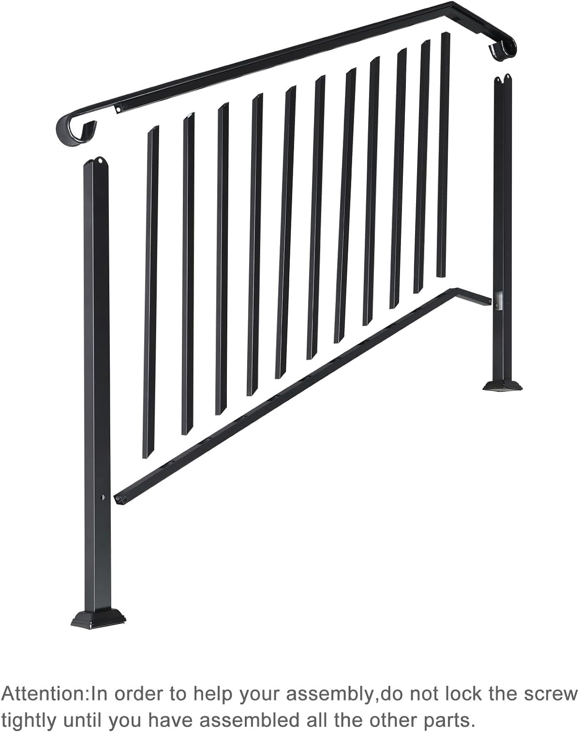 MarketLane Handrails for Outdoor Steps, Black Wrought Iron Handrail ...