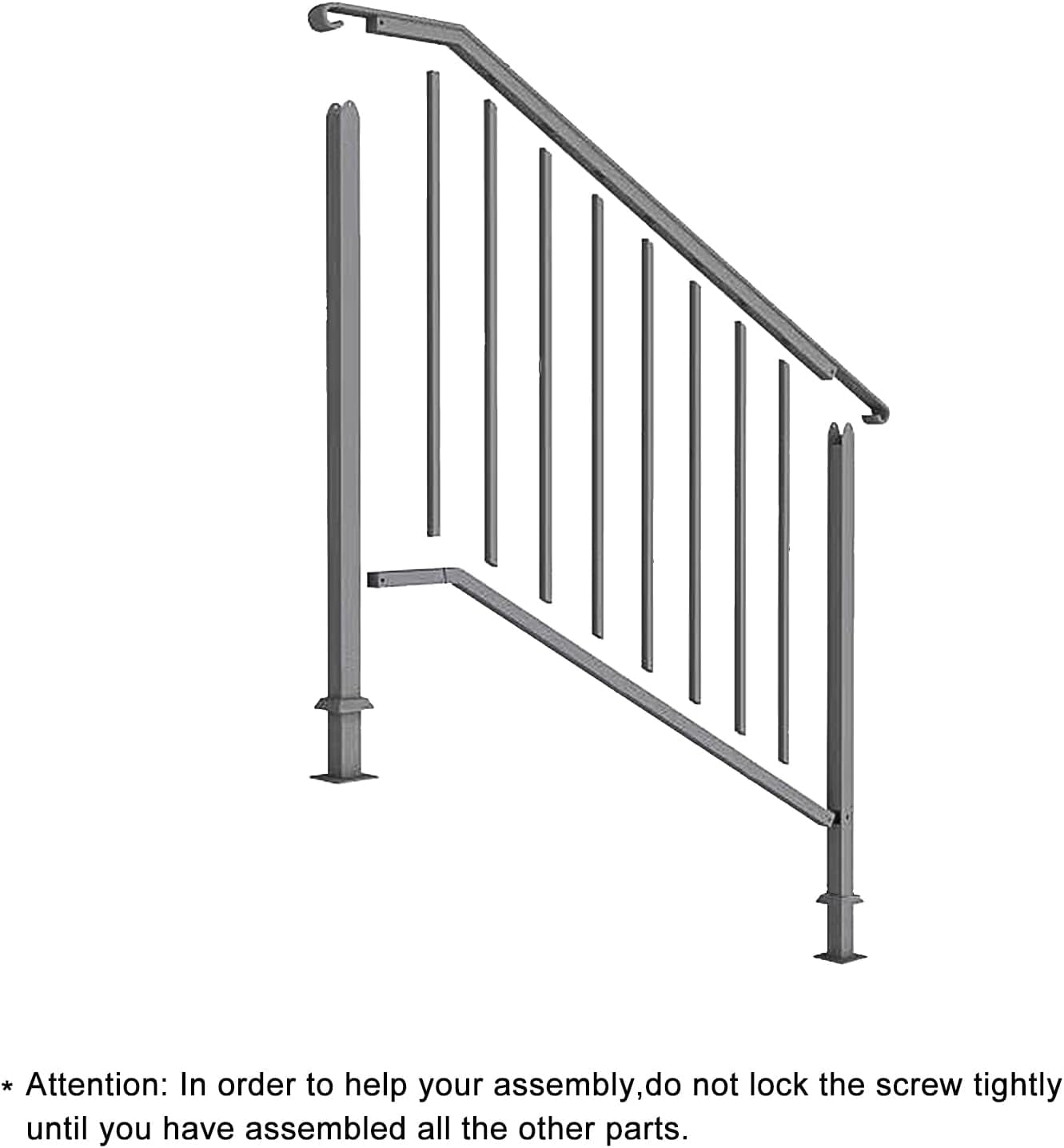 MarketLane Handrails for Outdoor Steps, Black Wrought Iron Handrail ...