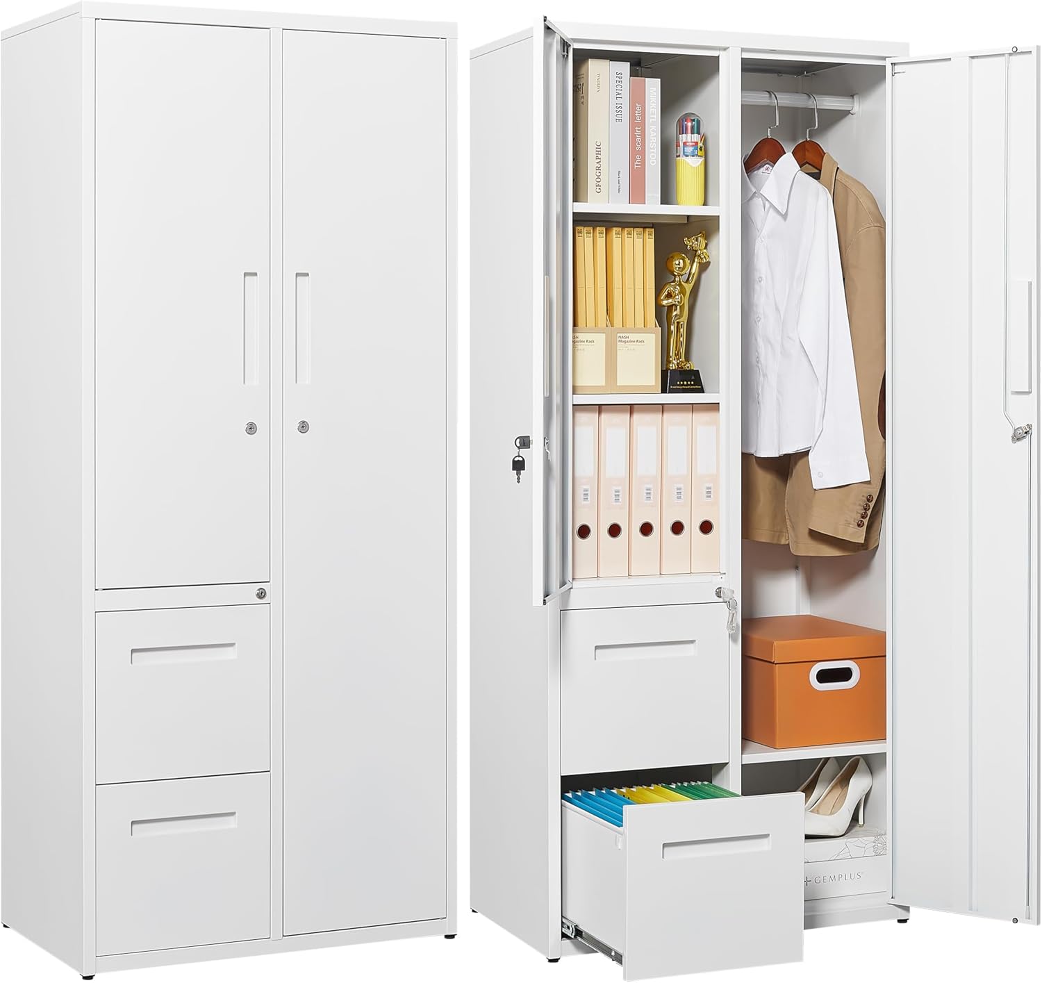 MarketLane Metal Storage Cabinets with Drawers, Staff Locker with Lock ...
