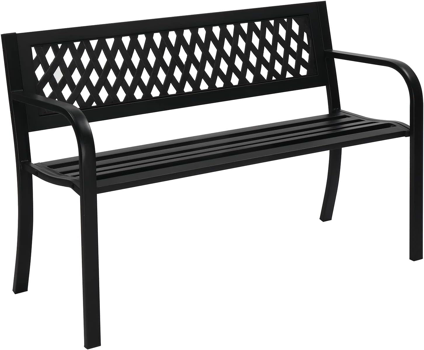 MarketLane Outdoor Bench, 50" Metal Frame Garden Bench Patio Porch ...