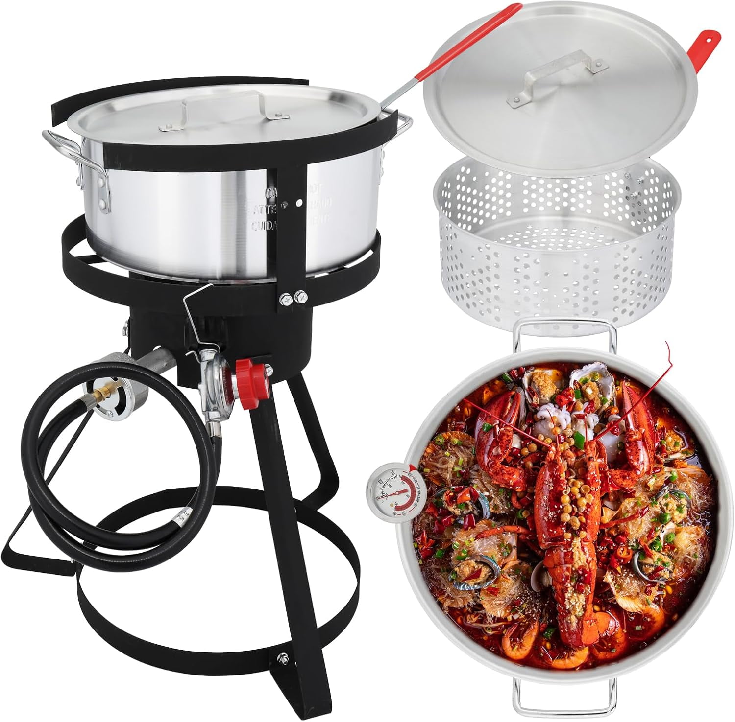 MarketLane Turkey Deep Fryer&Fish Fryer Kit w/Baskets,Aluminum Fish ...