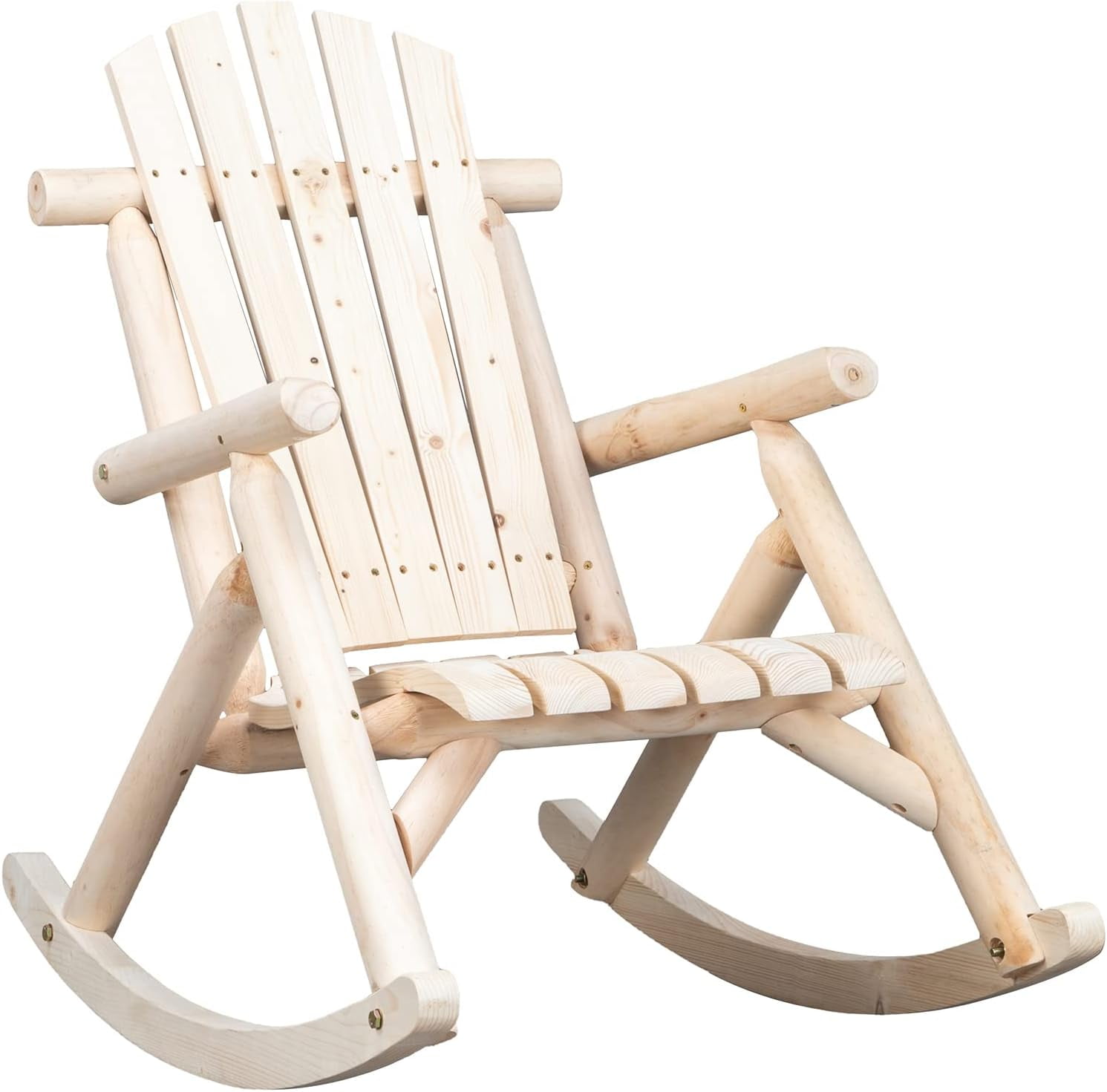MarketLane Wooden Rocking Chair Set of 1, Fir Log Adirondack Rocker ...