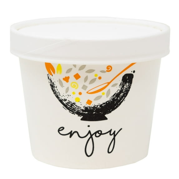 MarketPro "Enjoy" Print Paper Hot/Cold Food Container with Lids | 250 ...
