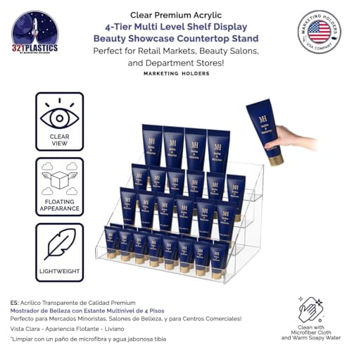 Marketing Holders Multi Level Acrylic Riser 4 Tier Display Stand Clear ...