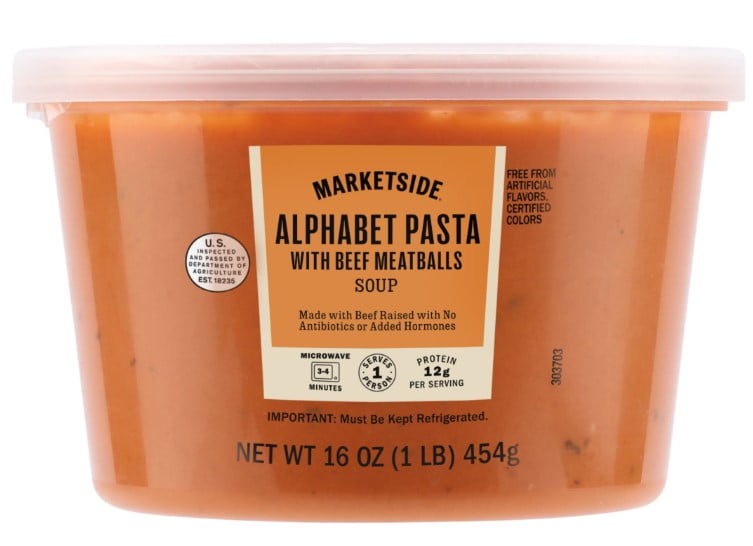Marketside Alphabet Pasta with Beef Meatballs Soup, 16oz Cup, Wholesome ...
