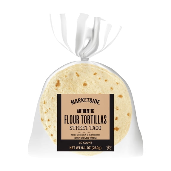 Marketside Flour Tortillas 6 Ingredients Street Taco 10 Count - Walmart.com