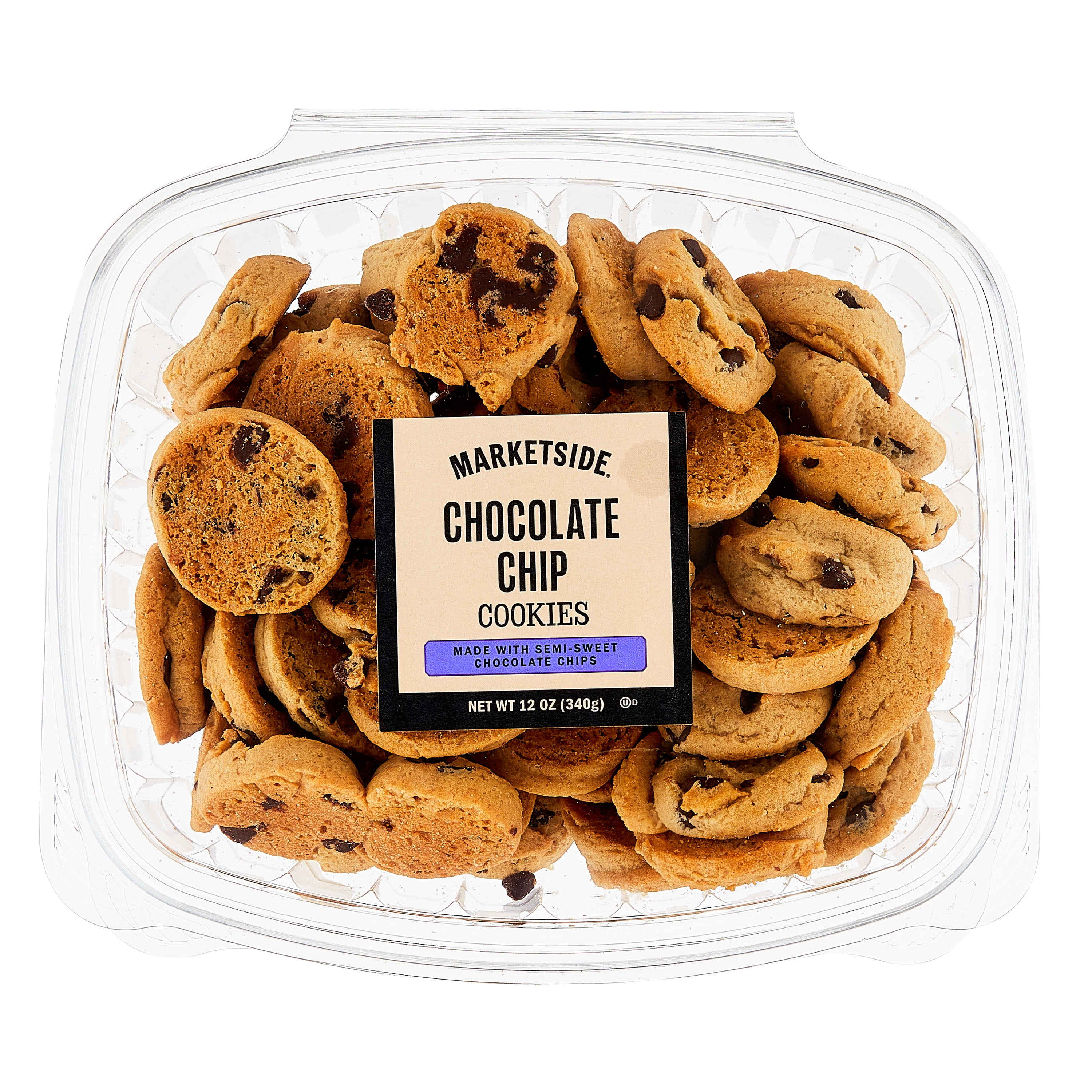 Marketside Bite Sized Chocolate Chip Baked Cookies, 12 oz, 48 Count ...