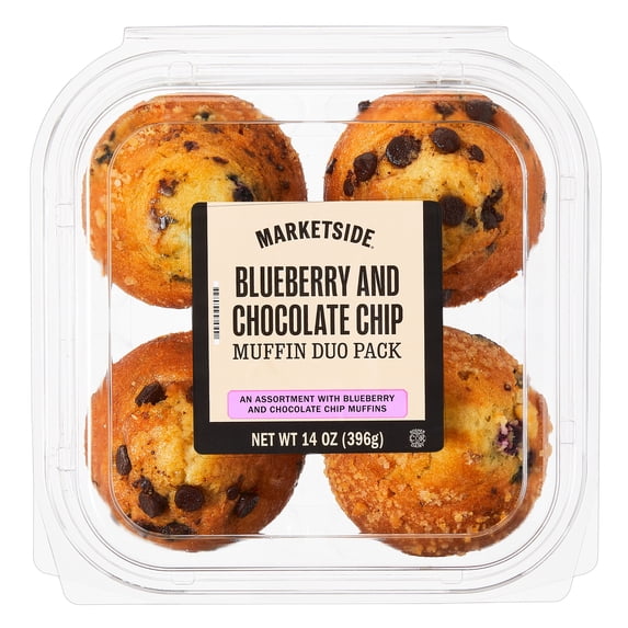 Marketside Blueberry and Chocolate Chip Muffins 14 oz 4 Count Moist ...