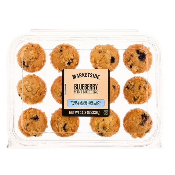 Marketside Blueberry Mini Baked Muffins, 11.9 oz, 12 Count - Walmart.com