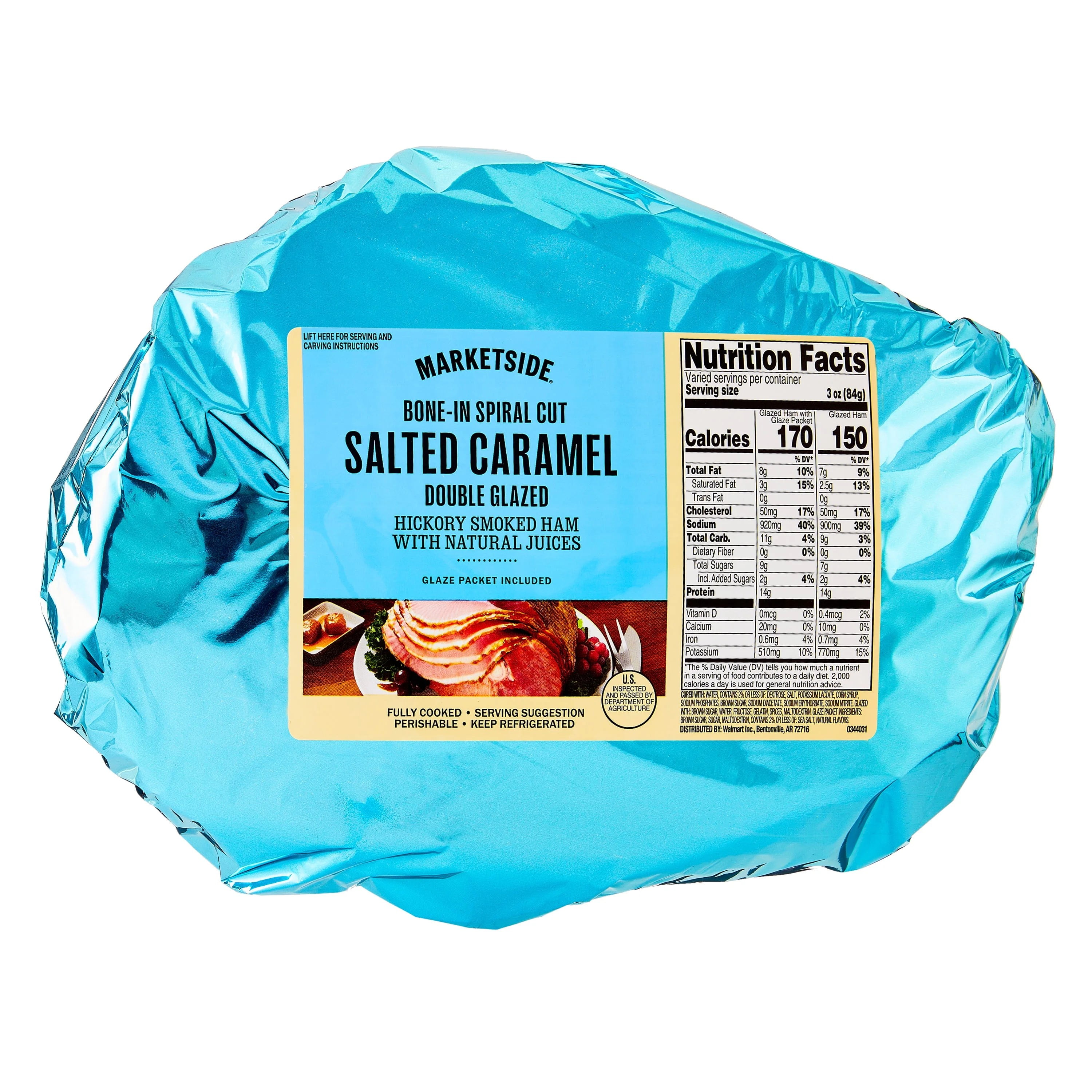 Marketside Bone-In Spiral-Cut Salted Caramel Ham, Pork, 8 - 14.6 Ibs ...