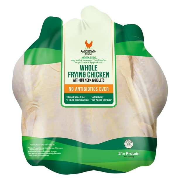 Marketside Butcher Whole Frying Chicken Without Neck & Giblets 4.0-5.6 ...