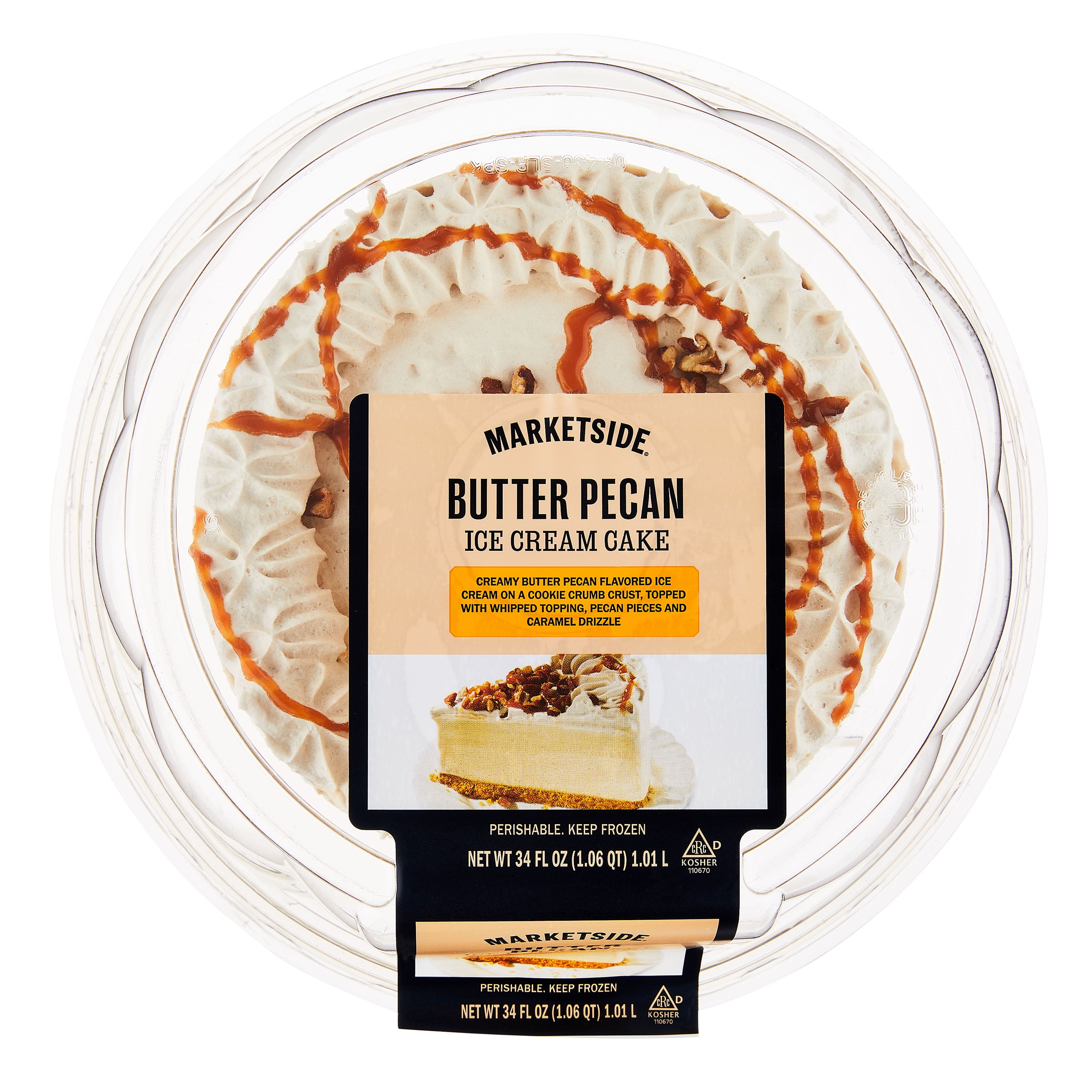 Marketside Butter Pecan Ice Cream Cake, 34.4 fl oz, Frozen Ice Cream ...