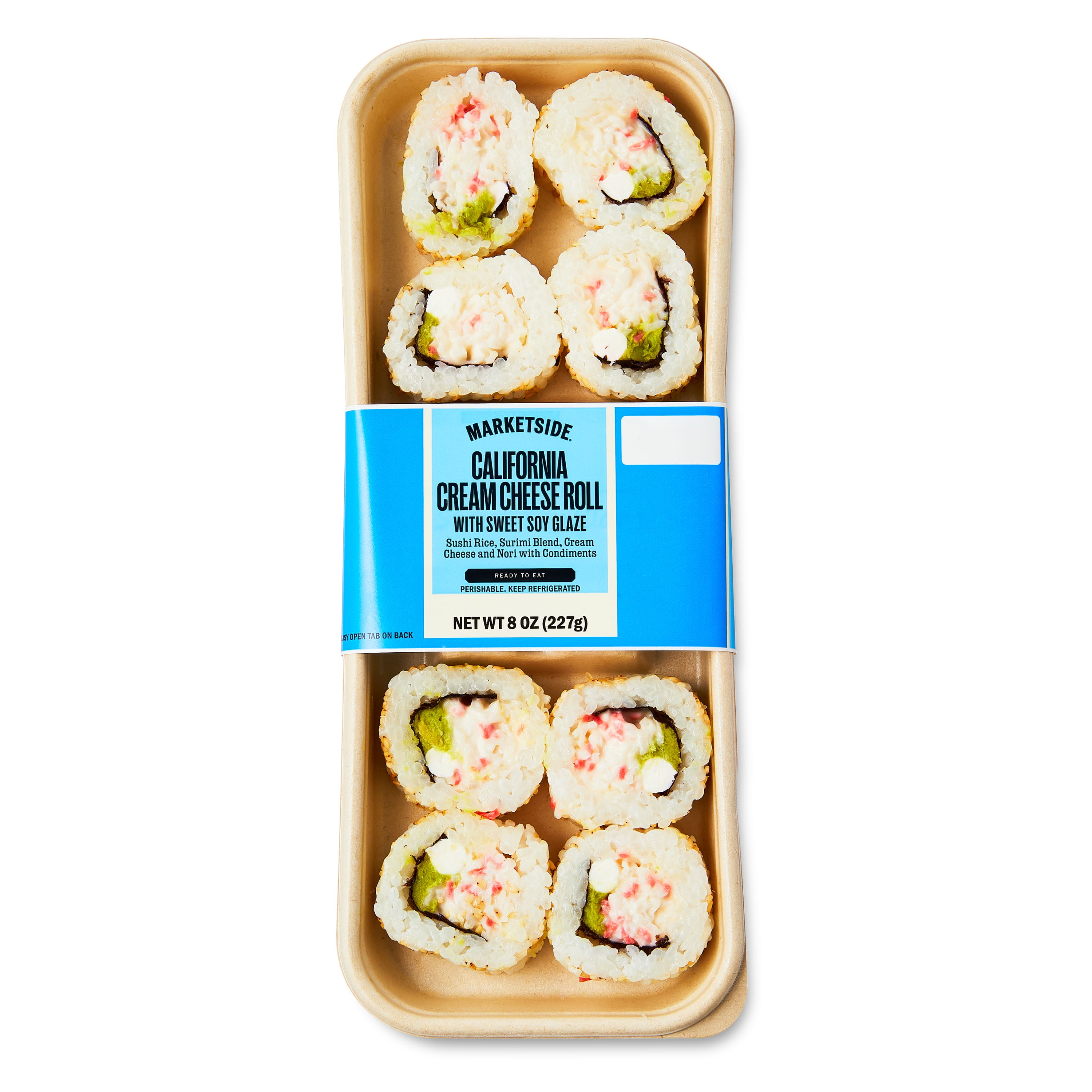 Marketside California Cream Cheese Sushi Roll 8 oz Fresh Deli Sushi Wrapped in Rice and Nori ...