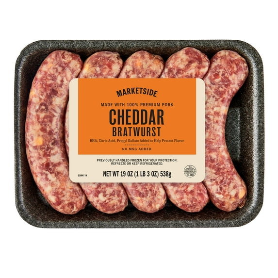 Marketside Cheddar Bratwurst, 5 Links, 1 lb 3 oz, German-inspired ...