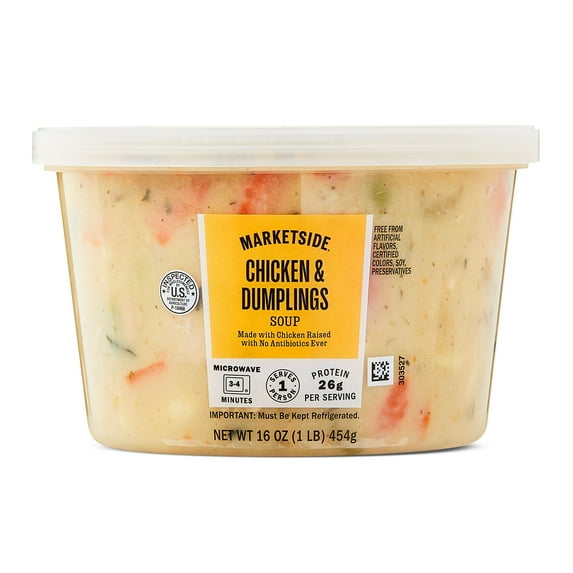 Marketside Chicken & Dumplings Soup, 16 oz Cup, All-White Meat Chicken ...