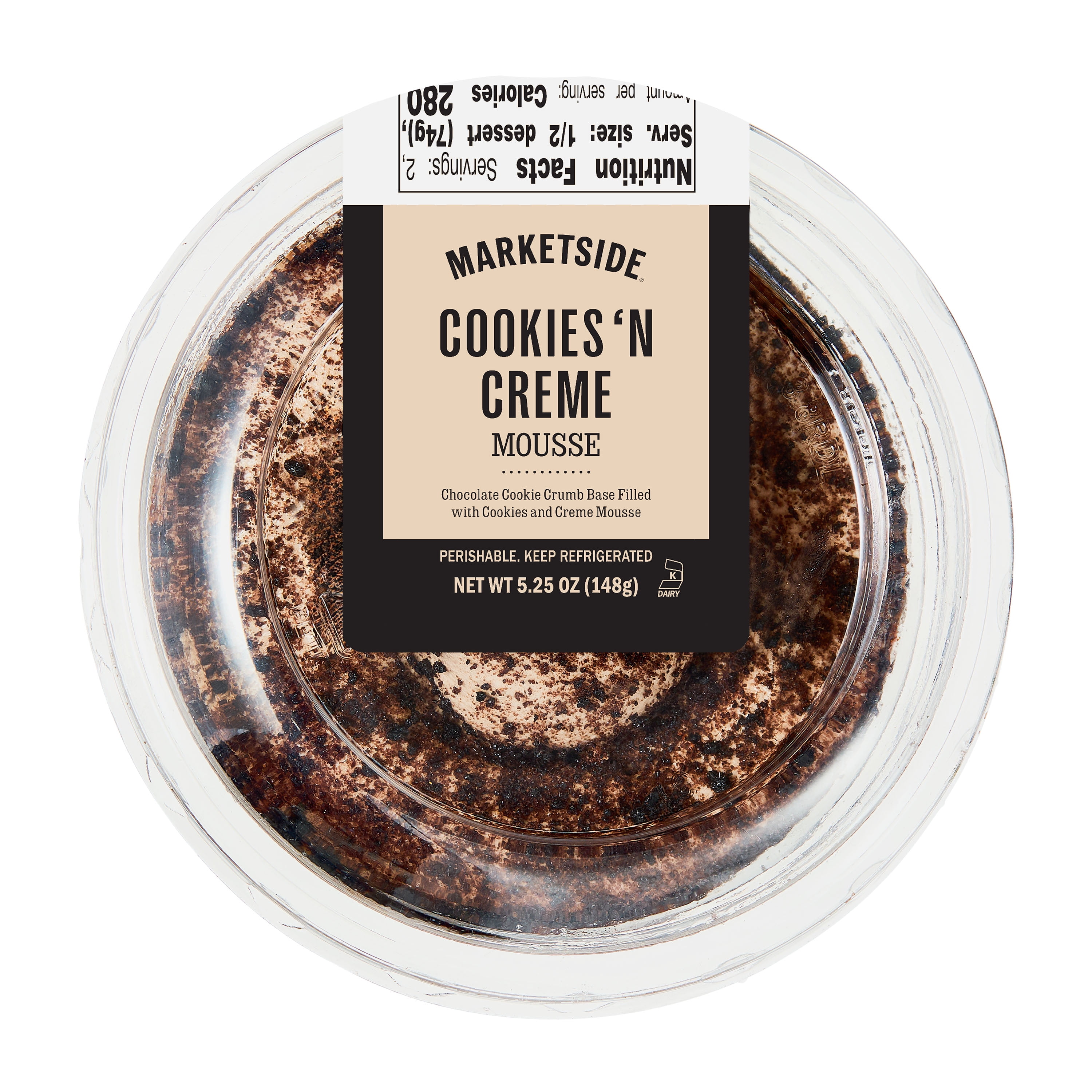 Marketside Chocolate Cookies 'n Crème Mousse Cup, Whipped and Creamy, 5 ...