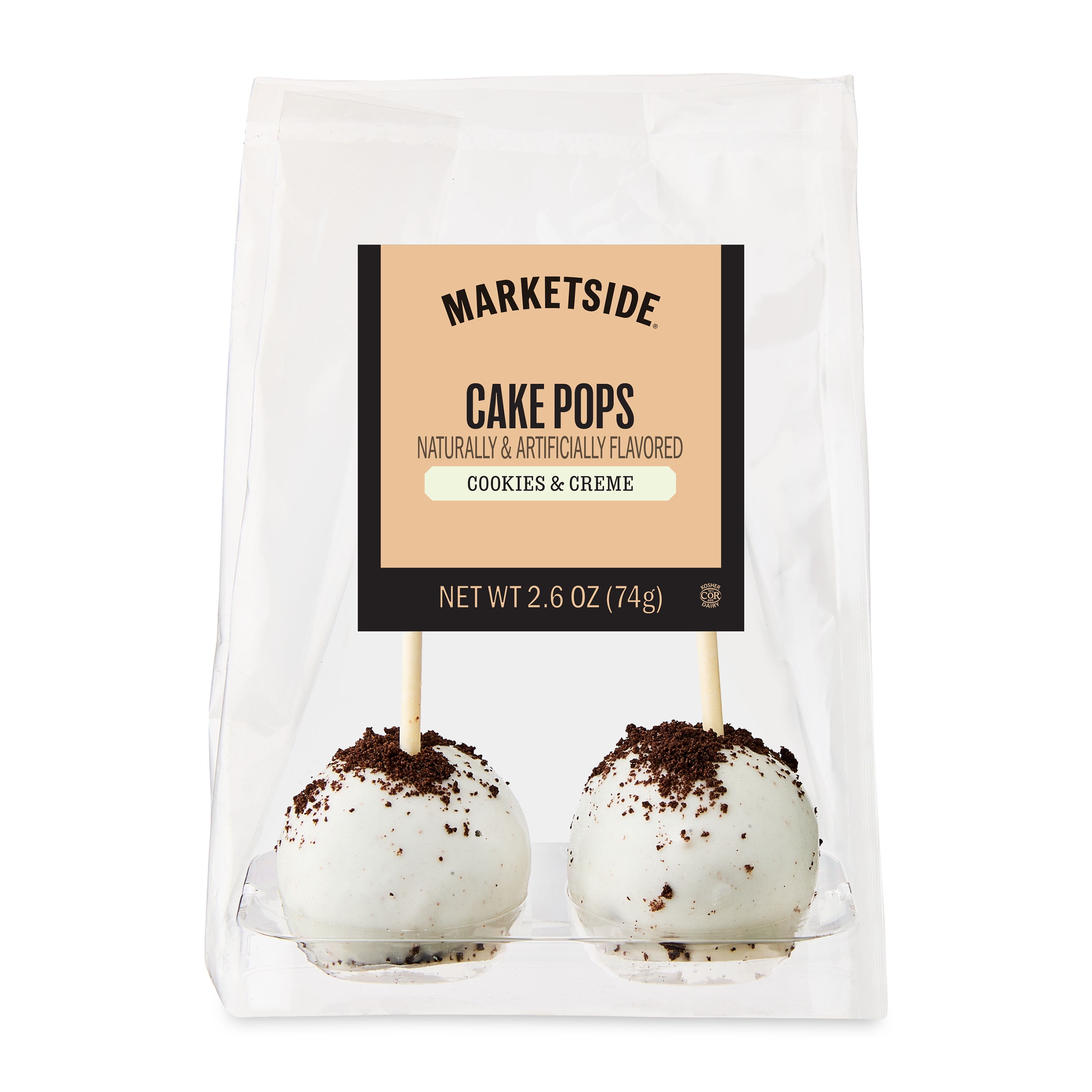 Marketside Cookies & Cream Flavored Cake Pops, 2.6 oz, 2 Count (Shelf ...