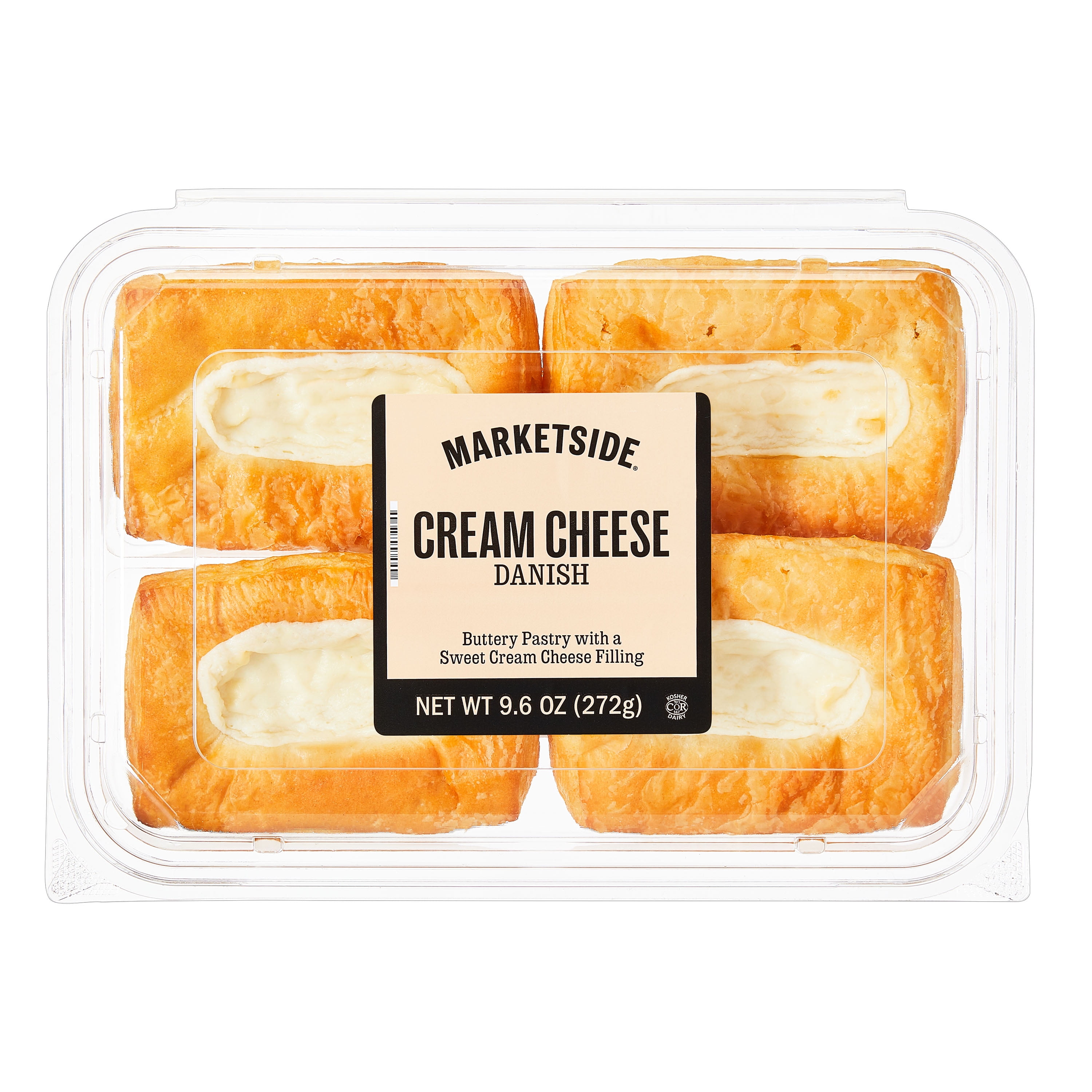 Marketside Cream Cheese Danish Baked Pastry 9.6 oz 4 Count with Cream ...