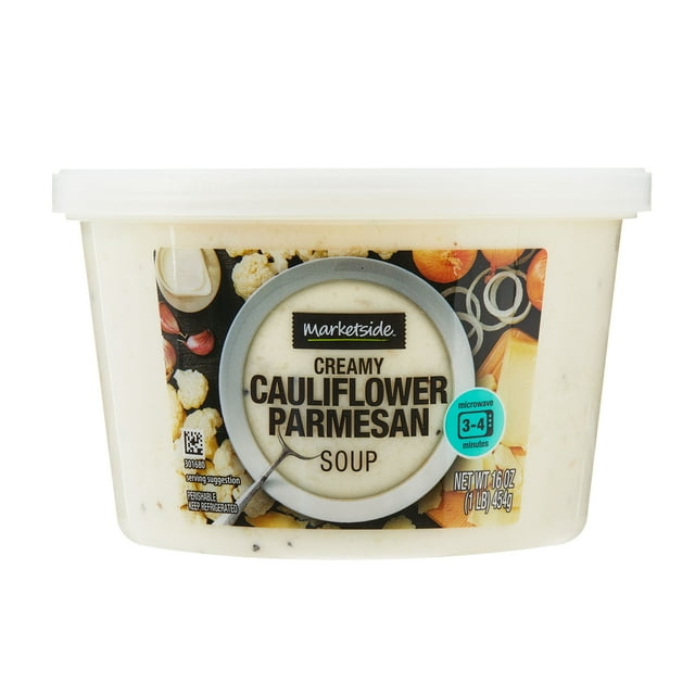 Marketside Creamy Cauliflower Parmesan Soup, Fresh Deli Soup, 16 oz Cup ...