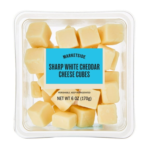 Marketside Cubed Sharp White Cheddar Cheese 6 oz Fresh, Ready-to-Eat ...