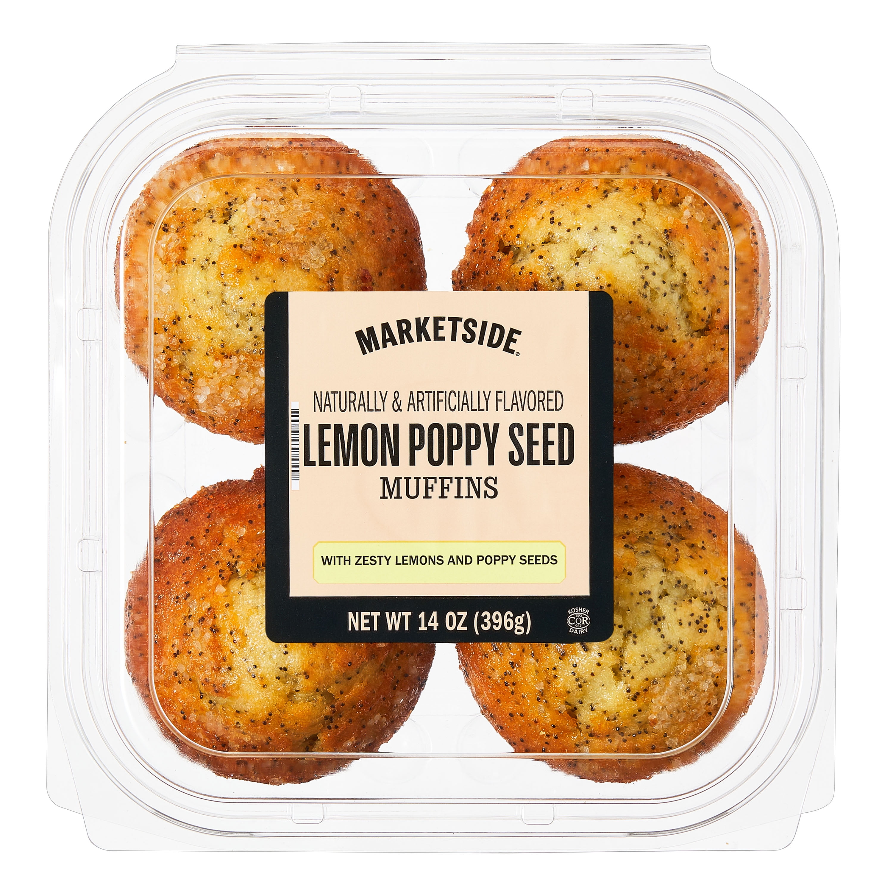Marketside Lemon Poppy Seed Regular Baked Muffins, 14 oz, 4 Count ...