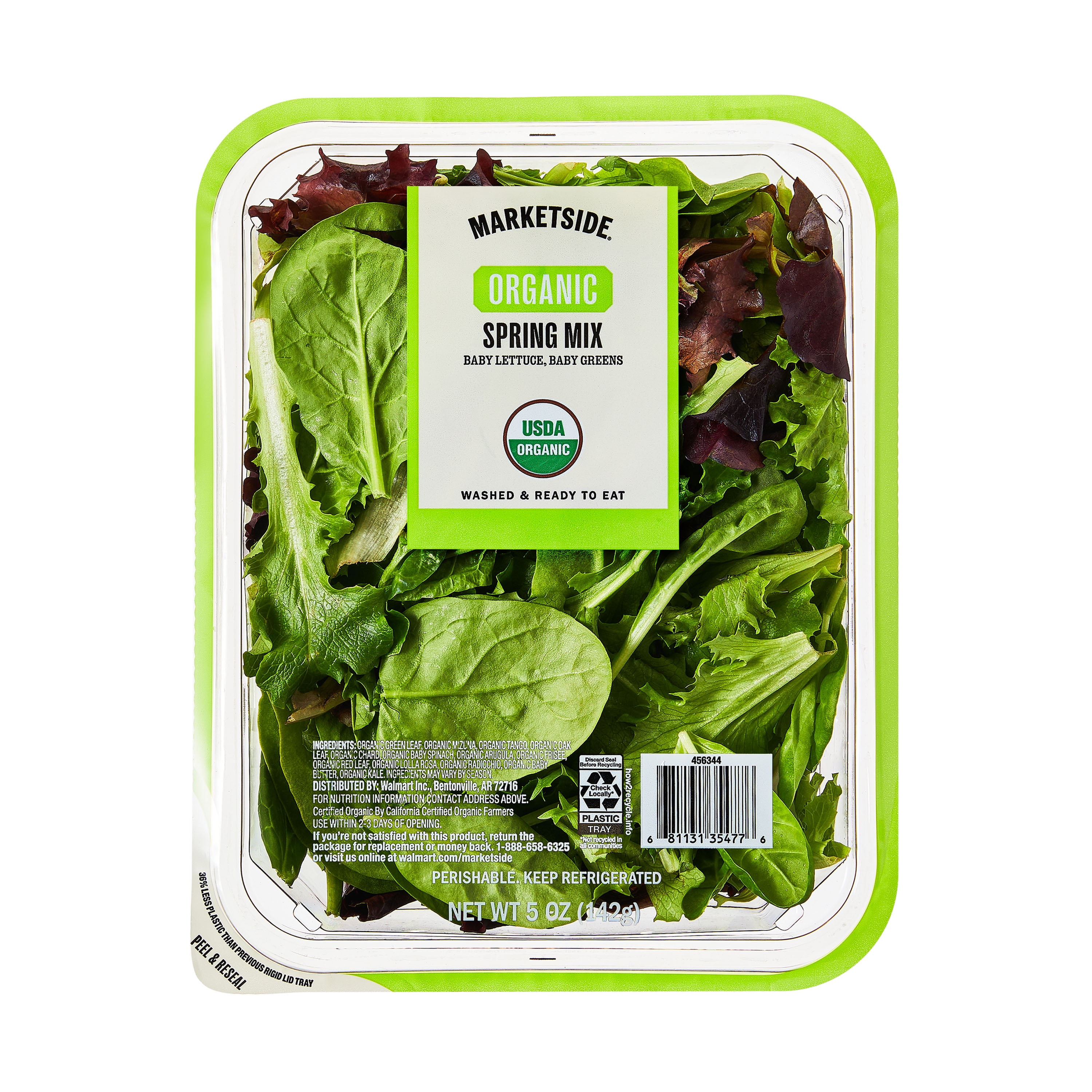 Marketside Organic Spring Mix Salad, 5 oz Clam Shell, Fresh - Walmart ...
