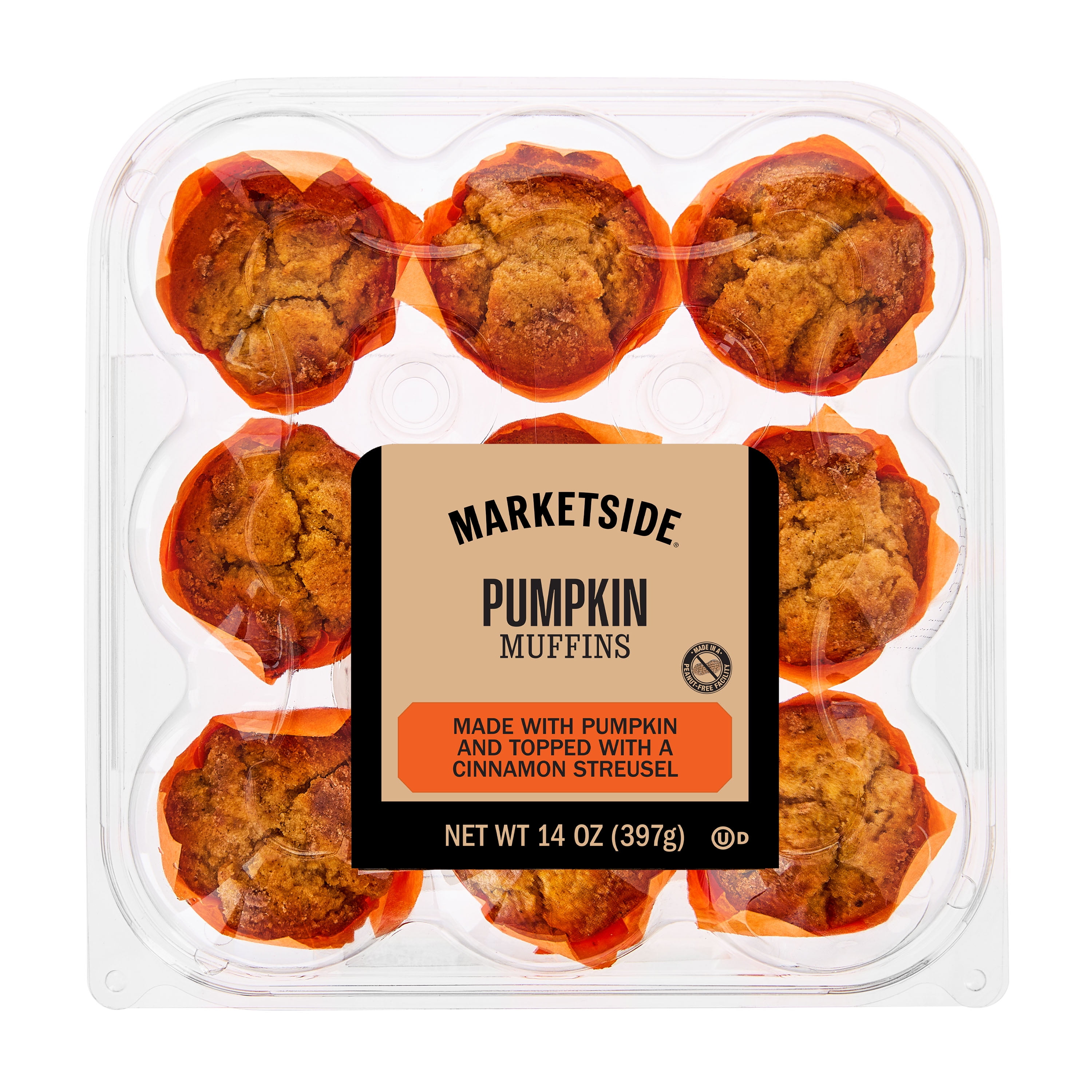Marketside Baked Pumpkin Streusel Muffins, 14 oz, 9 Count (Shelf Stable ...