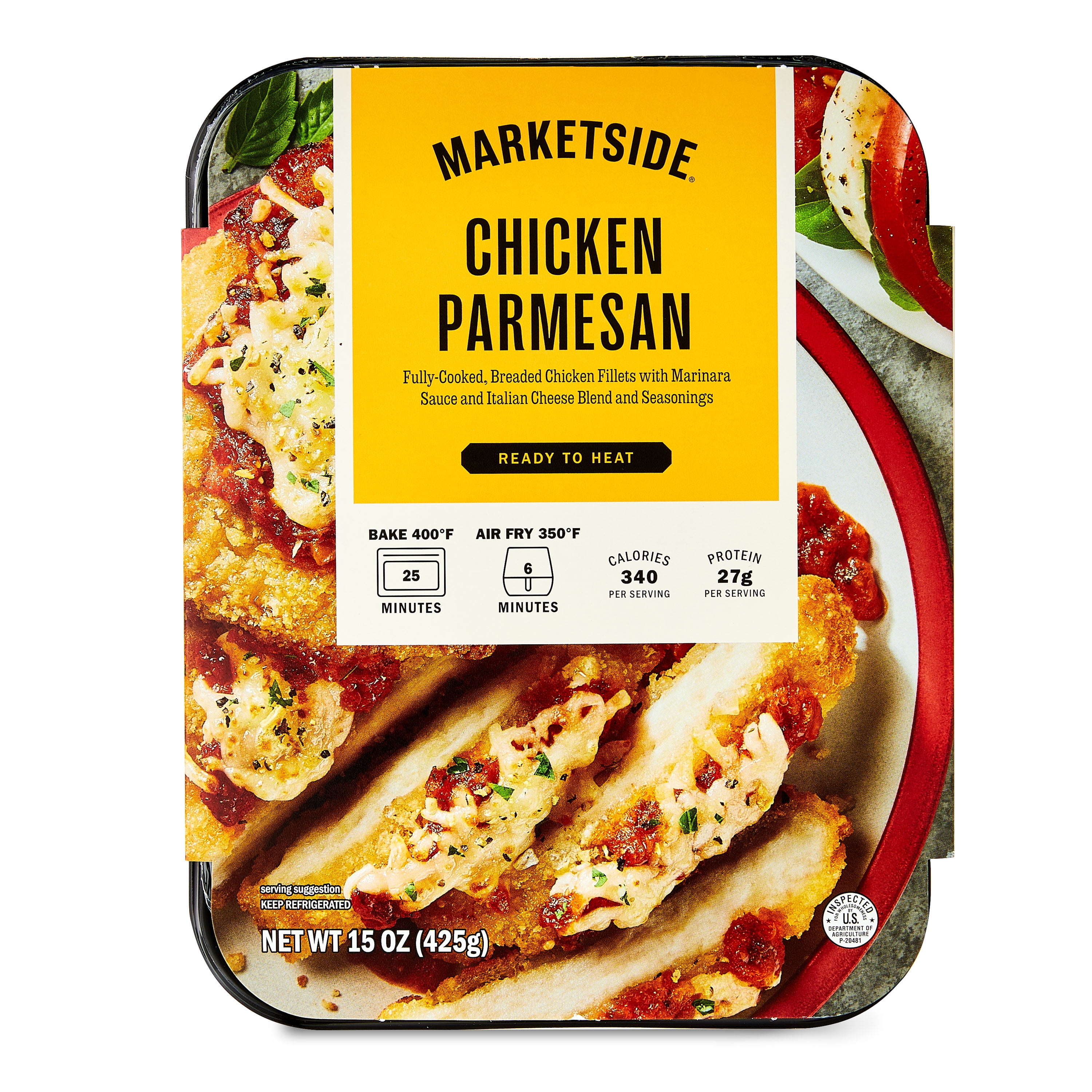 Marketside Ready to Heat Chicken Parmesan 15 oz Refrigerated Fully Cooked Meal - Walmart.com
