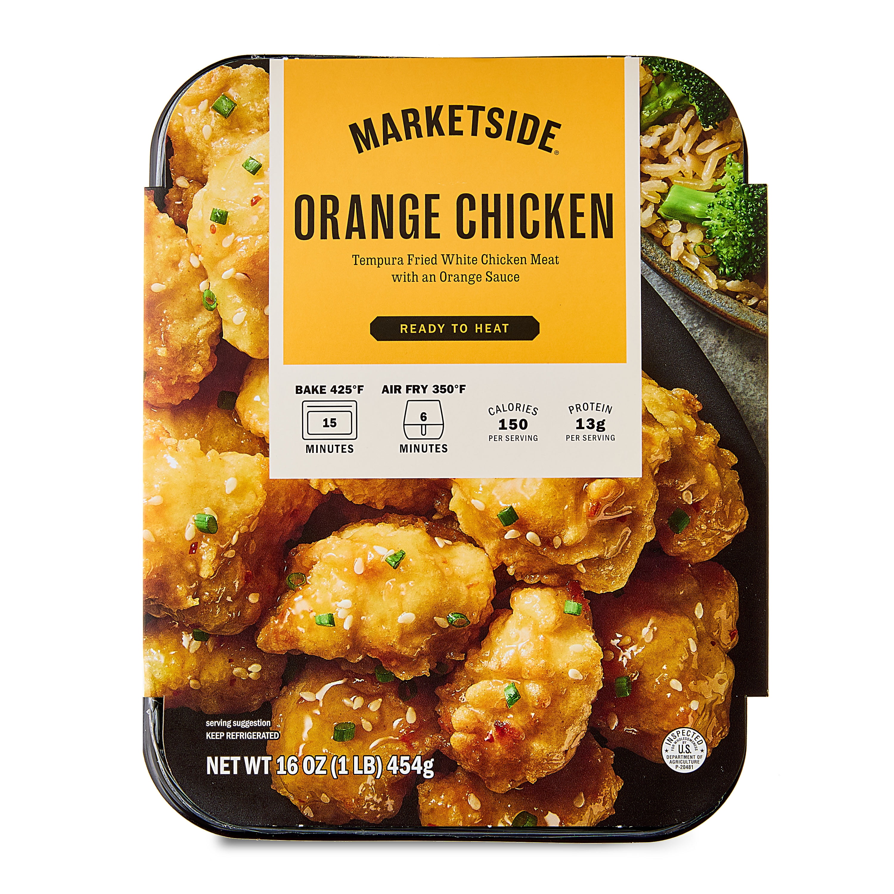 Marketside Ready to Heat Orange Chicken 16 oz Refrigerated Fully Cooked ...