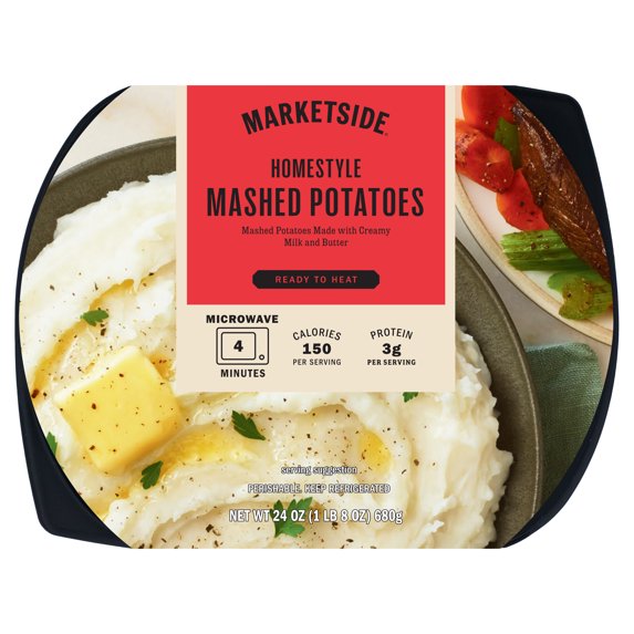 Marketside Homestyle Mashed Potatoes Tray 24 oz with Creamy Milk and ...