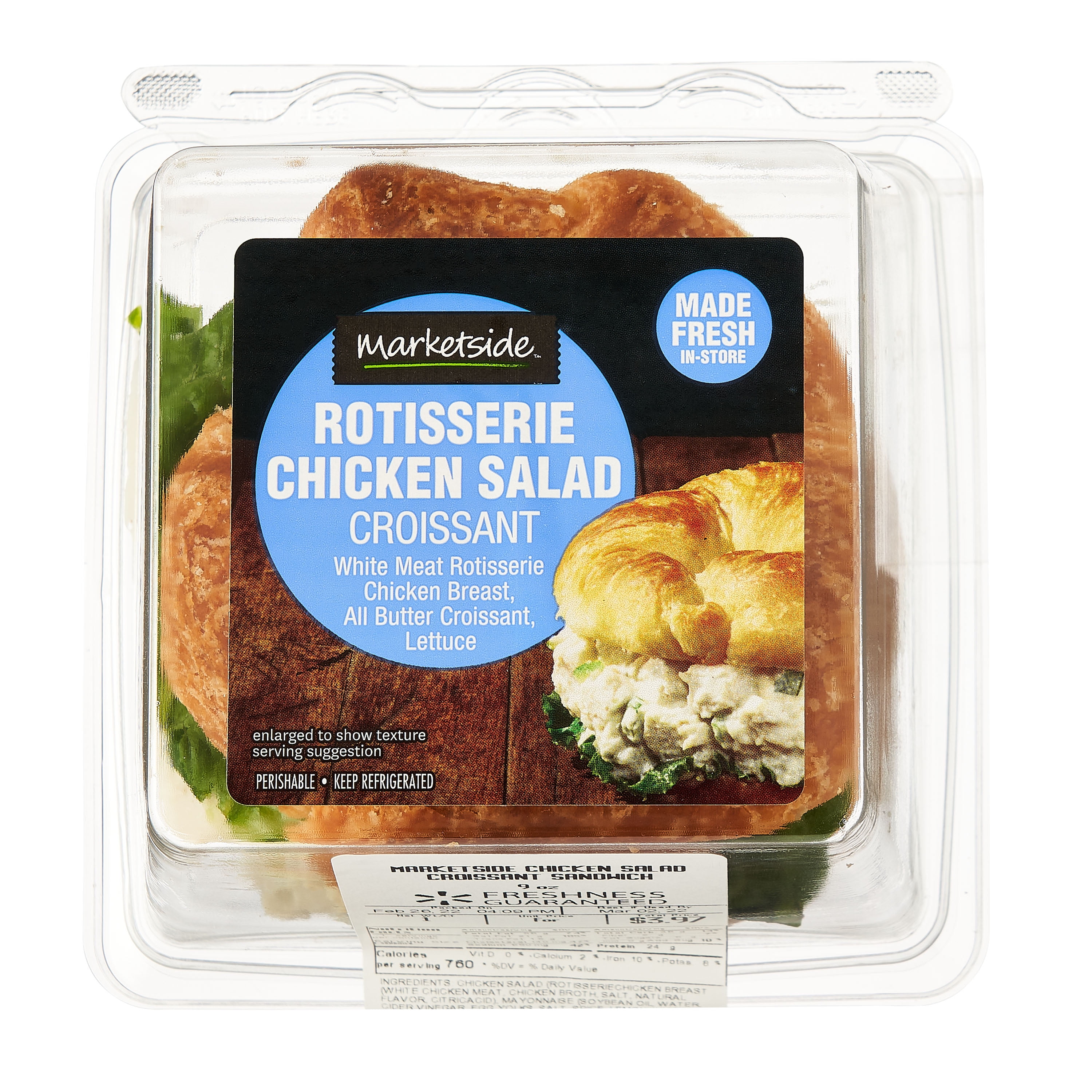 Marketside Rotisserie Chicken Salad Croissant Sandwich, 1 ct - Walmart.com