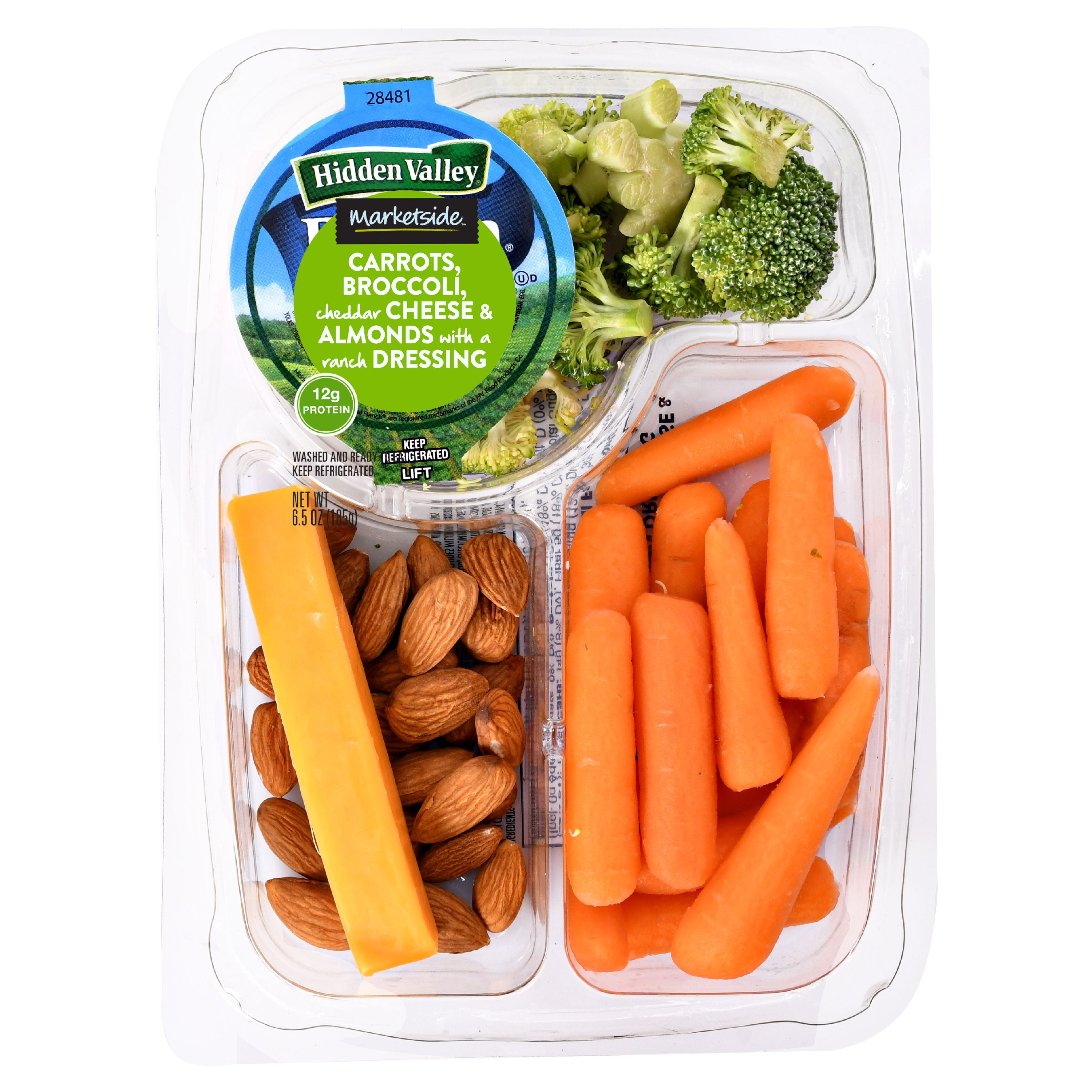 Marketside Snack Pack, Carrot, Broccoli, Cheese & Almonds with Ranch ...