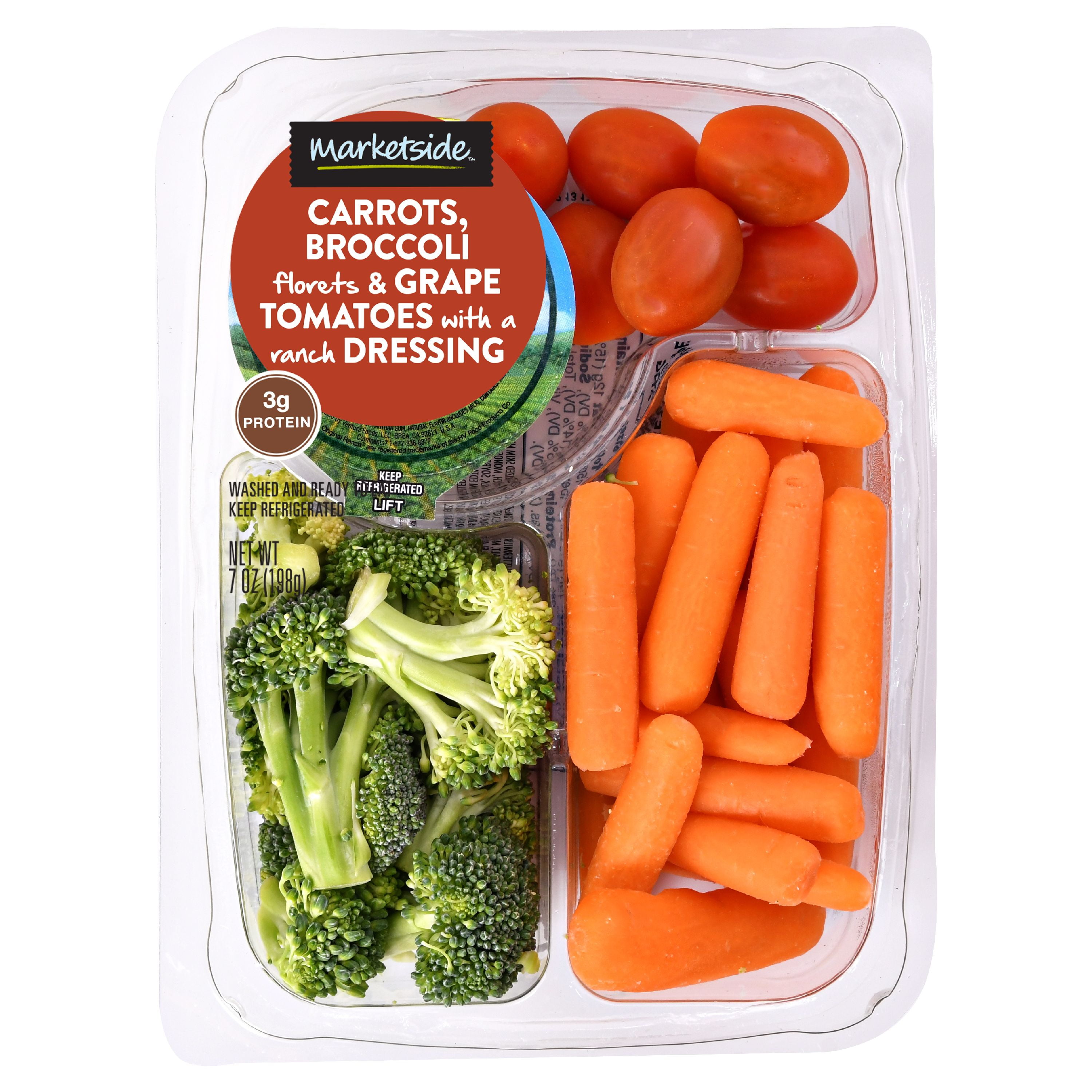 Marketside Snack Pack, Carrots, Broccoli & Tomatoes with Ranch Dressing ...