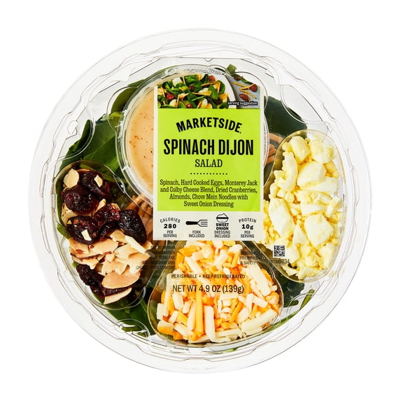Marketside Spinach Dijon Salad 4.9 oz bowl with spinach eggs cheese ...