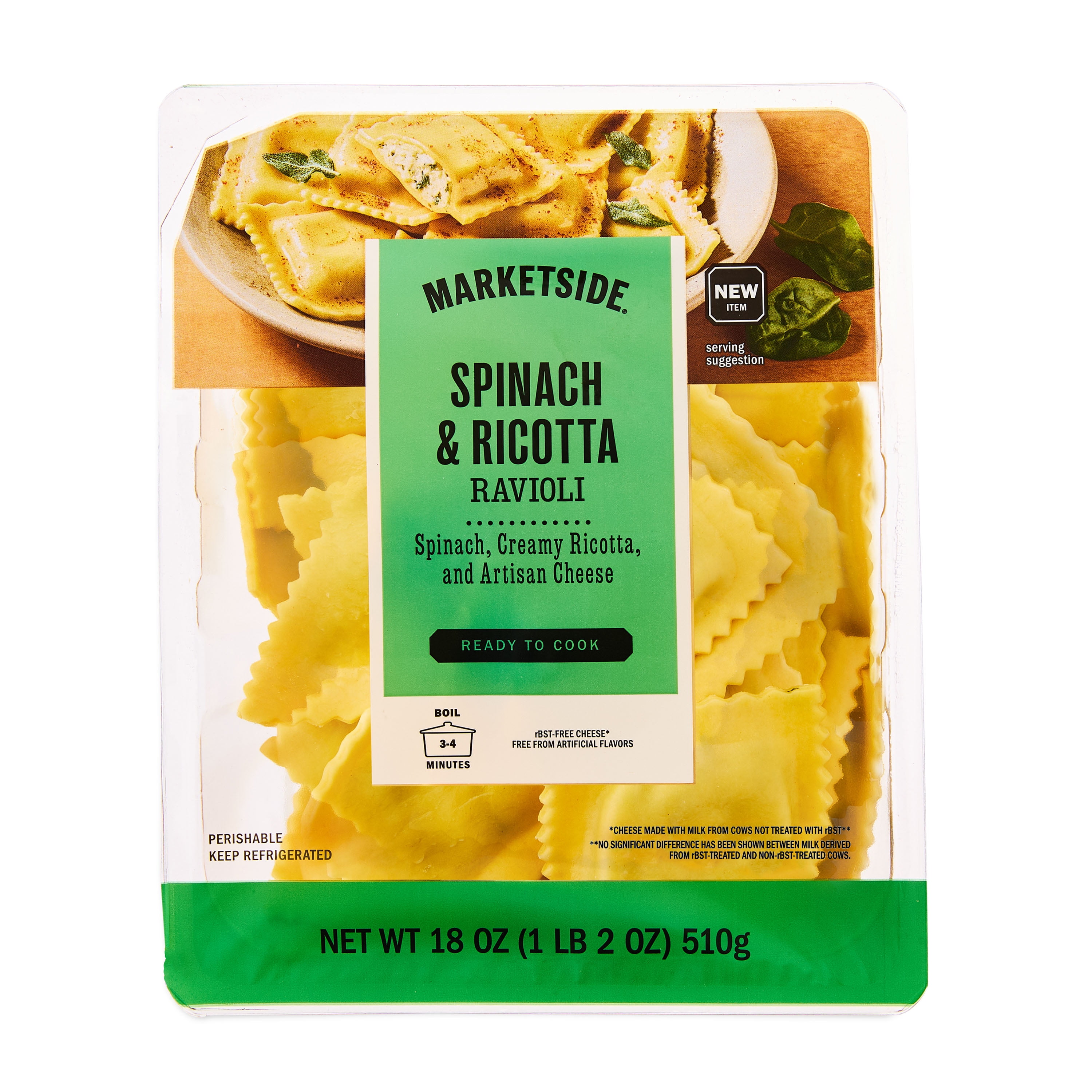 Marketside Spinach and Ricotta Ravioli, No Artificial Ingredients, 18 ...