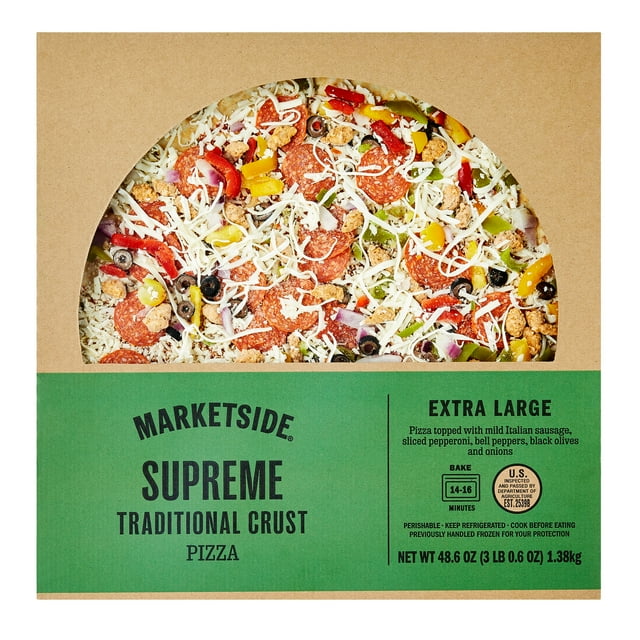 Marketside Supreme Pizza, Traditional Crust, Marinara Sauce, Extra Large, 16 inch (Fresh ...