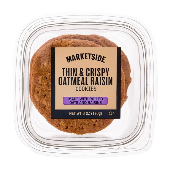 Marketside Thin & Crispy Oatmeal Raisin Baked Cookies, 6 oz, 8 Count ...