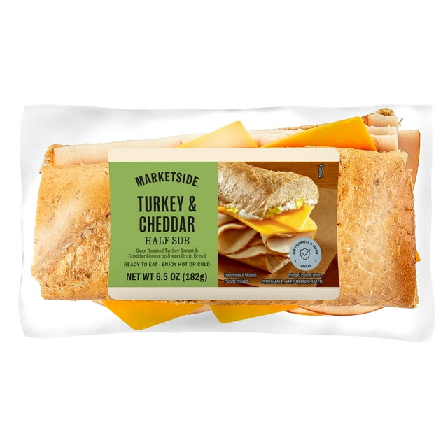 Marketside Turkey & Cheddar Sub Sandwich, Half, 6.5oz, 1 Count (Fresh ...