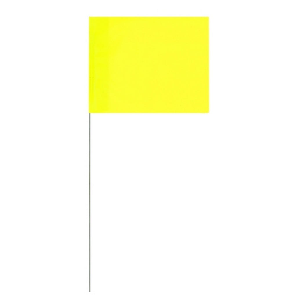 Marking Flags Florescent Yellow 2" x 3" Flag with 12" Wire Staff (100 ...