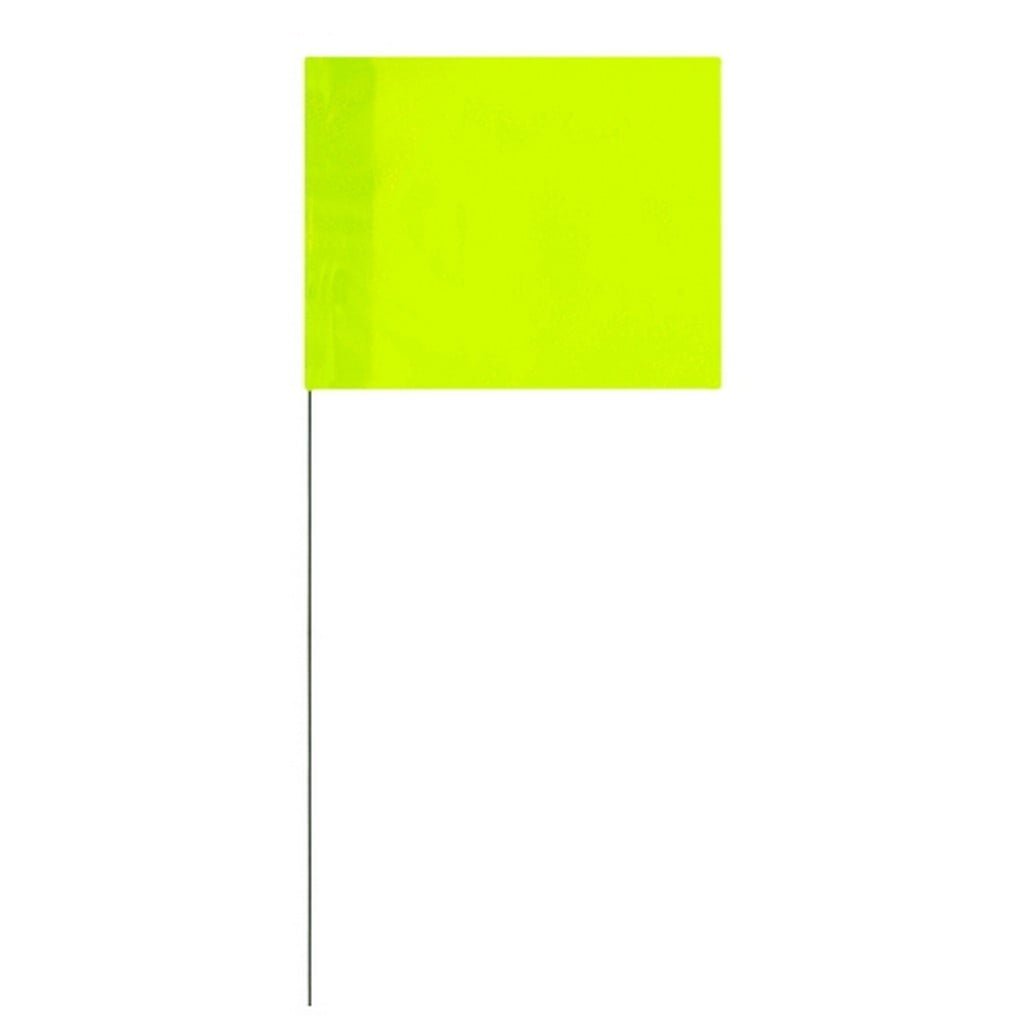 Marking Flags Fluorescent Lime 4" X 5" Flag With 21" Wire Staff (100 ...